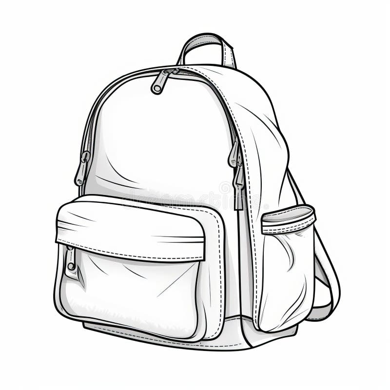 Traditional Pencil Drawing of Zippered Backpack with Contoured Shading ...