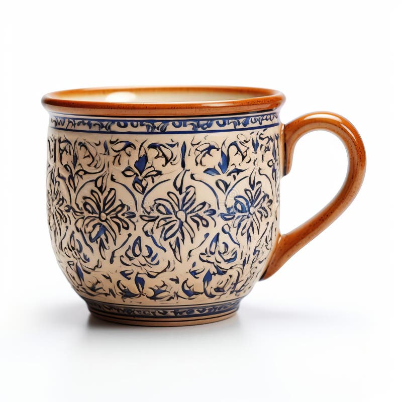 Traditional Persian Handmade Ceramic Mug with Floral Pattern Stock ...