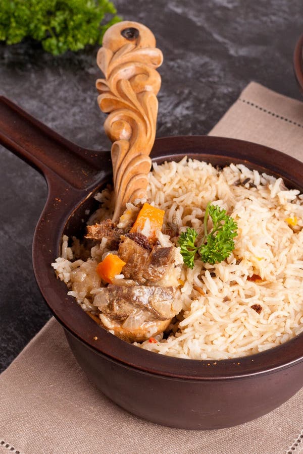 Traditional Pilaf with Meat, Onion and Pumpkin Stock Image - Image of ...