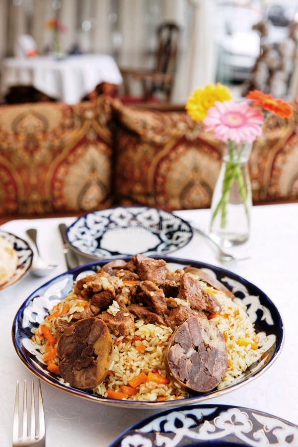 Traditional Pilaf on Restaurant Table, Toned Stock Image - Image of ...
