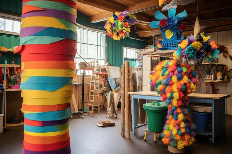 Traditional Pinata-making Workshop Setup Stock Illustration ...