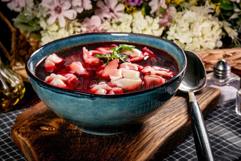 Traditional Polish Clear Red Borscht Stock Photo - Image of soup ...