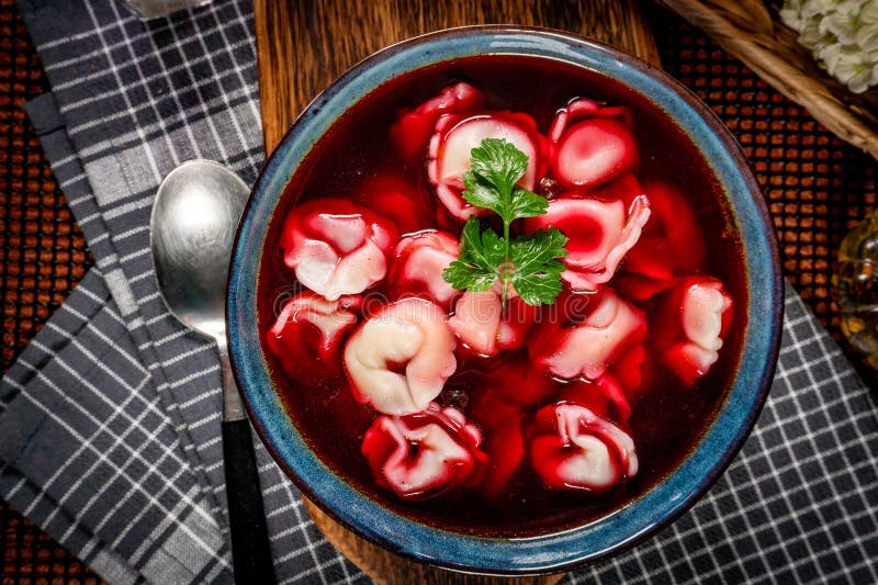 Traditional Polish Clear Red Borscht Stock Image - Image of spices ...