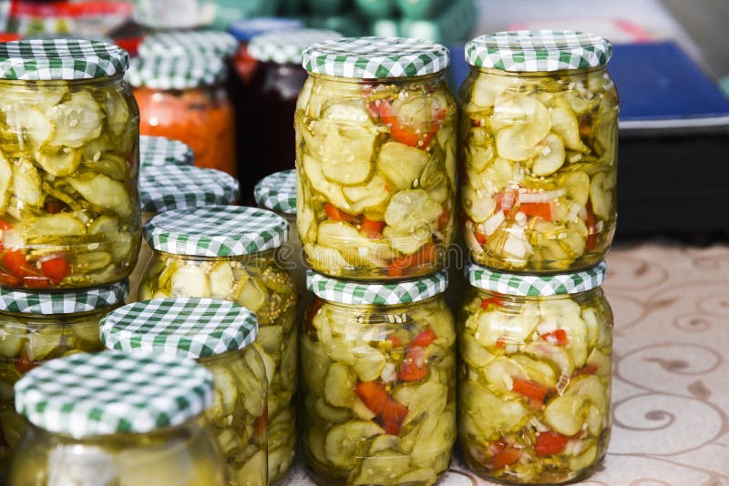 Traditional Polish Cucumbers in Jars, Cucumber Preserves Stock Image ...