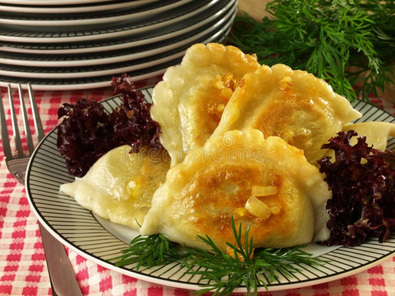 Traditional Polish Dumplings Stock Photo - Image of onion, appetizing ...