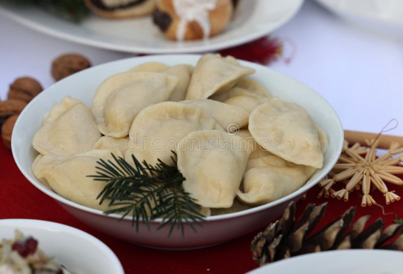 Traditional Polish Dumplings Called - Pierogi Ruskie. Stock Photo ...
