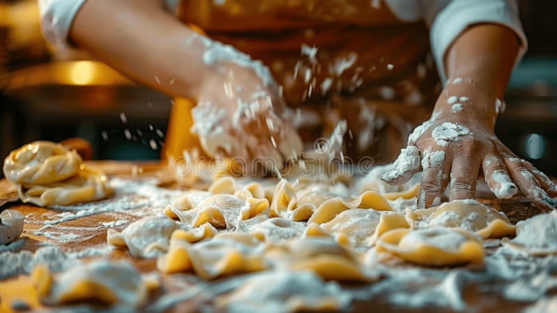 Traditional Polish Pierogi Making in a Classic Kitchen Setting Stock ...