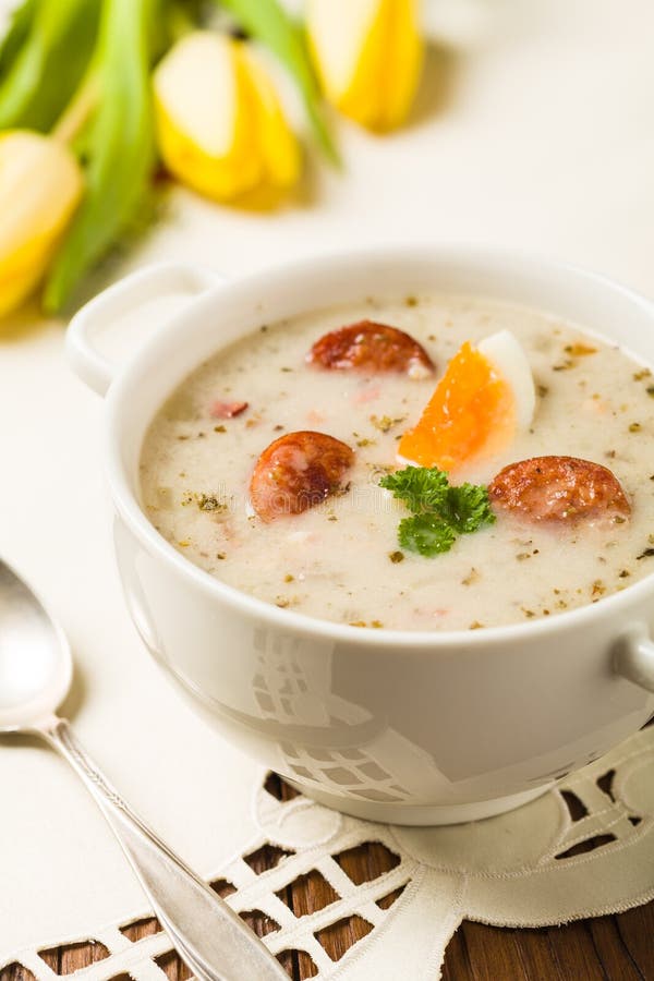 Traditional Polish White Borsch with Easter Decoration Stock Image ...