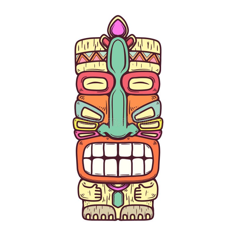 Traditional Polynesian Tiki Idol. Illustration of Tribal Tiki Mask ...