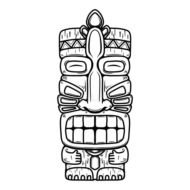 Traditional Polynesian Tiki Idol. Illustration of Tribal Tiki Mask ...