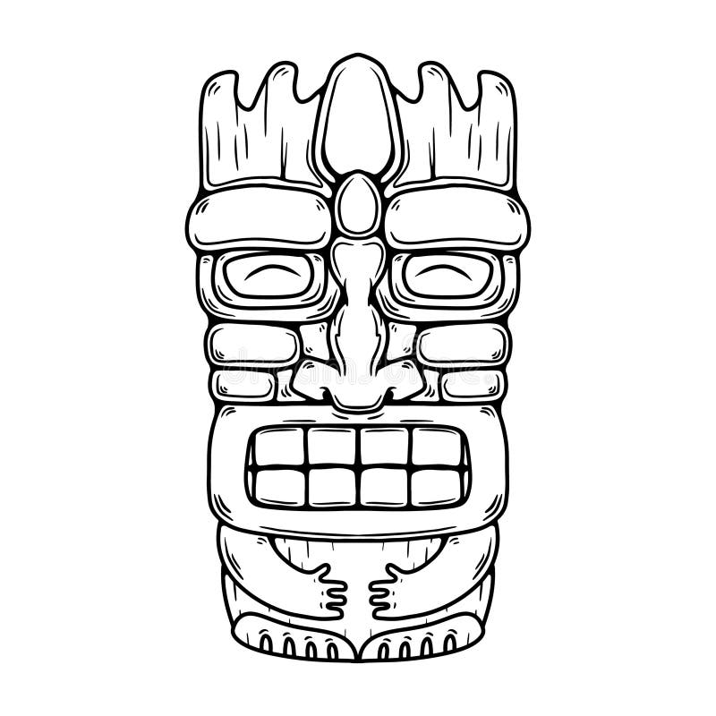 Traditional Polynesian Tiki Idol. Illustration of Tribal Tiki Mask ...