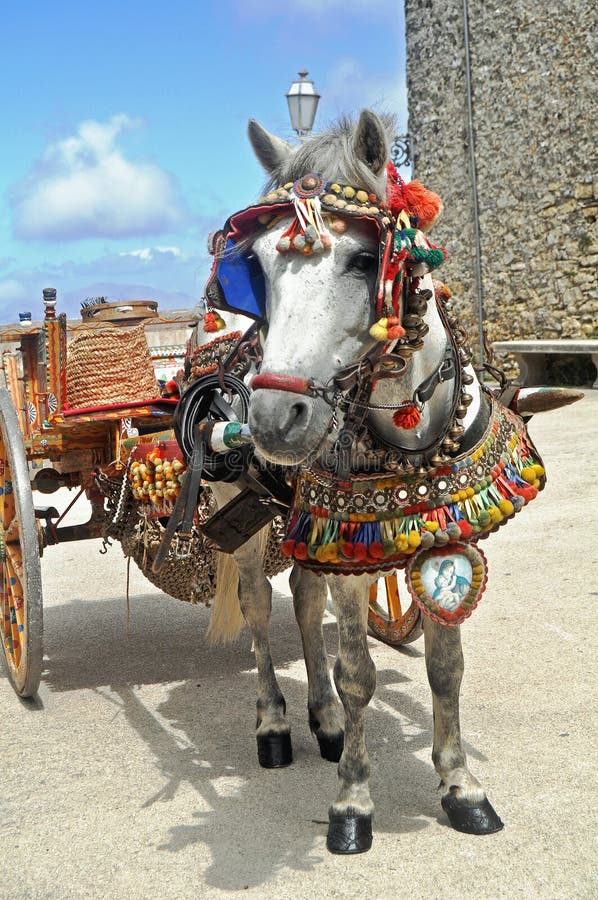 Typical Sicilian Cart, Sicily, Italy Stock Image - Image of native ...