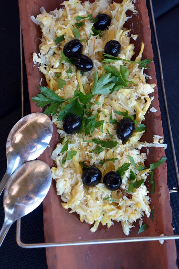 Traditional Portuguese Cod Fish on a Casserole. Stock Image - Image of ...