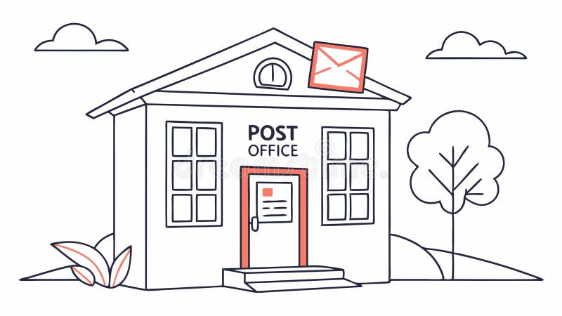 Traditional Post Office Building Line Art, Vector Design Generative AI ...