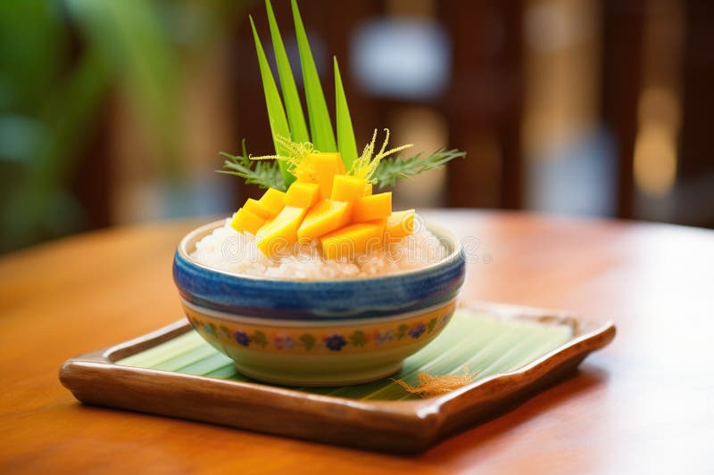 Traditional Pot with Mango Sticky Rice Inside Stock Photo - Image of ...