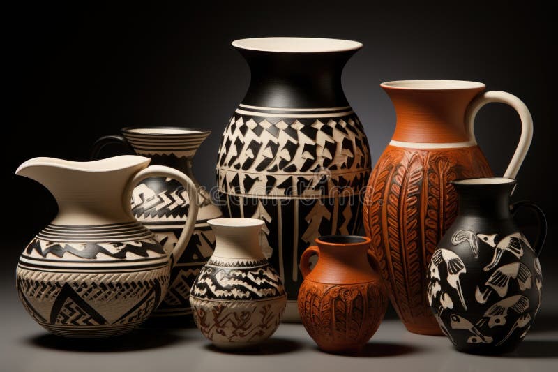 Traditional Pottery with Cultural Patterns and Motifs Stock ...