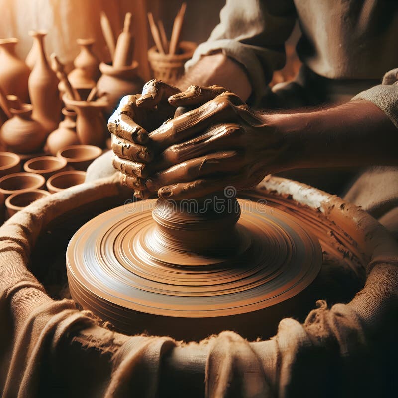 Traditional Pottery-making Process with Warm Earthy Textures and Rustic ...