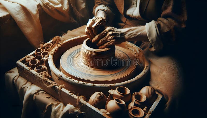 Traditional Pottery-making Process with Warm Earthy Textures and Rustic ...