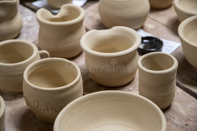Traditional Pottery Workshop with Handmade Pottory Stock Image - Image ...