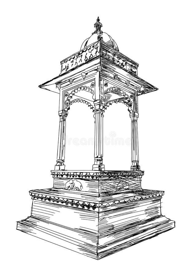 Traditional Rajasthan Architecture Building Arch Vector Illustration ...