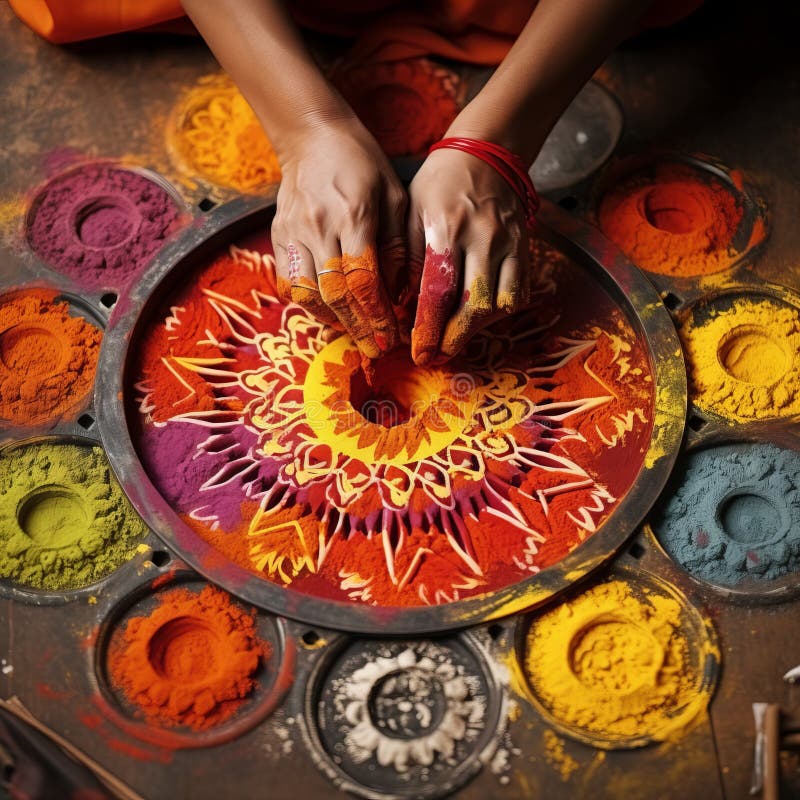 Traditional Rangoli: Hands at Work Stock Photo - Image of detail ...
