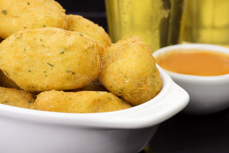 Traditional Recipe Codfish Balls in a Pub Table Stock Photo - Image of ...