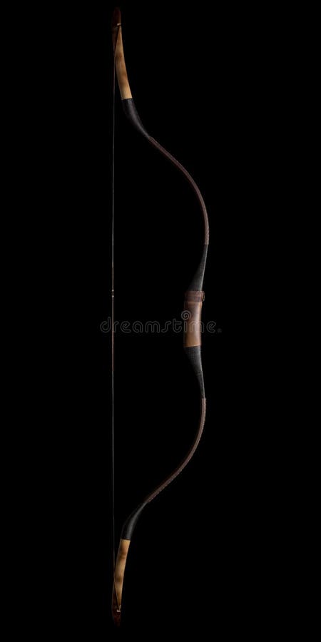 Traditional Recurve Asian Bow on Black Background Stock Photo - Image ...