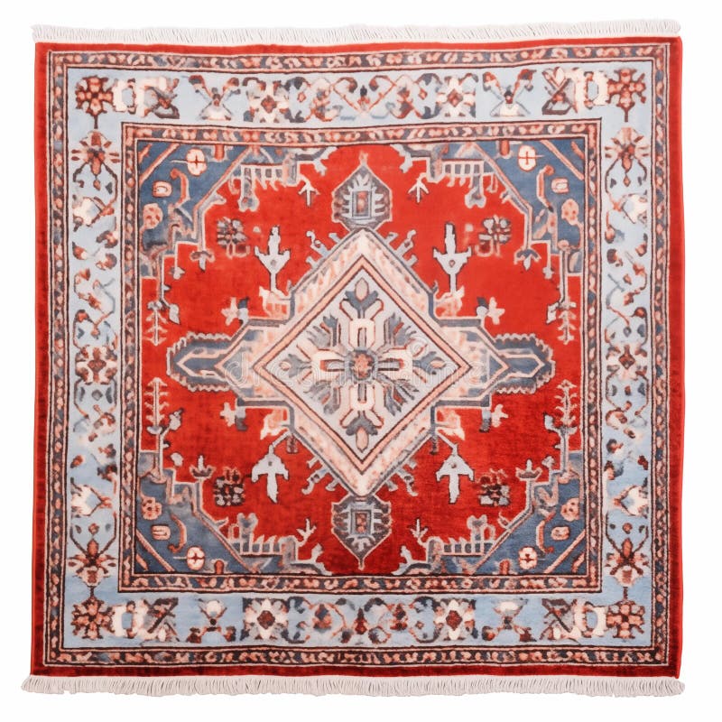 Traditional Red and Blue Persian Rug with Geometric Patterns Stock ...
