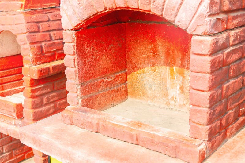 Traditional red brick oven stock image. Image of rough - 318732969