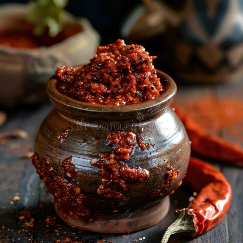 Traditional Red Chutney in Bowl Stock Illustration - Illustration of ...