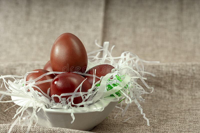 Traditional Red Easter Eggs in a Plate. Viewpoint from Above. Easter ...