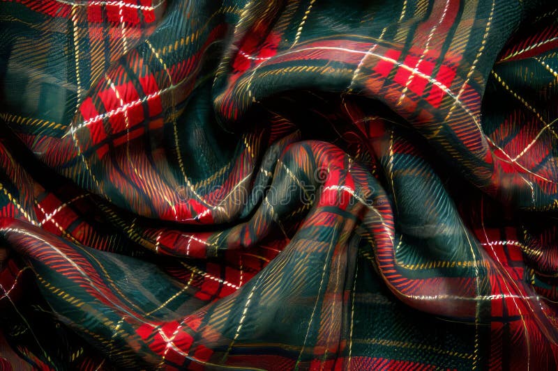 A Traditional Red and Green Plaid Pattern with Thin Gold Lines Stock ...