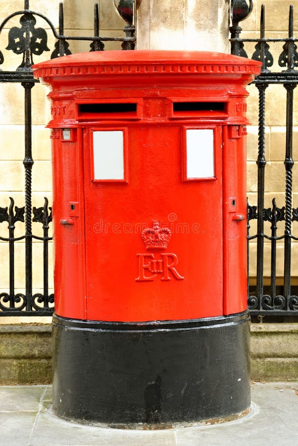 Red Metal Post Box Or Mail Box, London, England Stock Image - Image of ...
