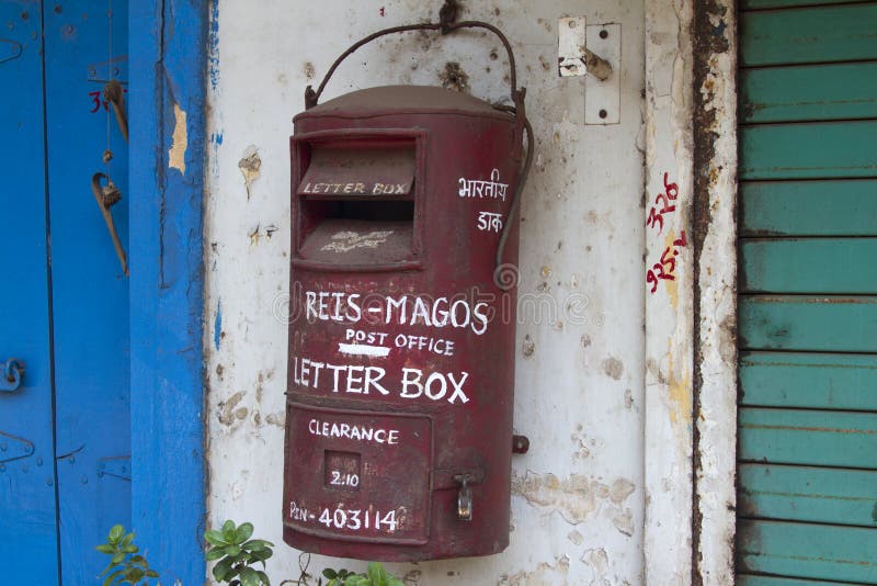 Traditional Red Old Indian Mailbox. India Goa Stock Image - Image of ...