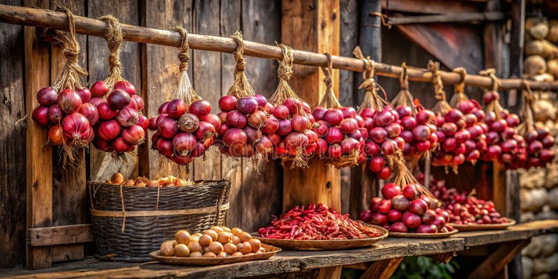 Traditional Red Onion Drying a CloseUp Masterclass on Rustic Onion ...