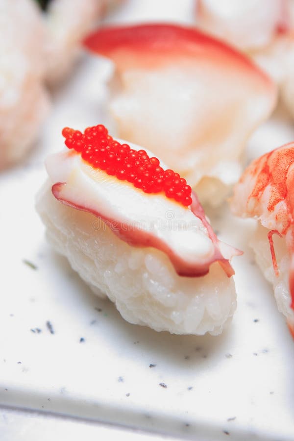 Traditional red roe sushi stock photo. Image of salmon - 11835780