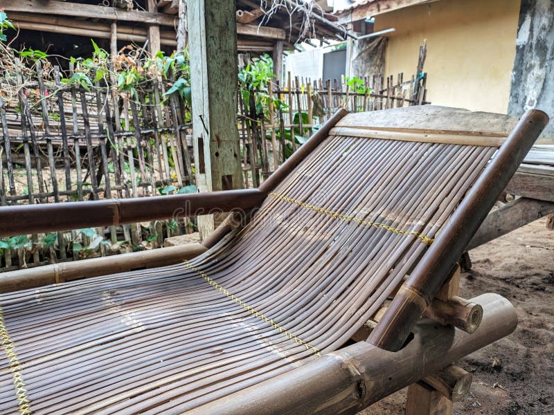Traditional Relaxing Bench Made of Bamboo Stock Photo - Image of ...