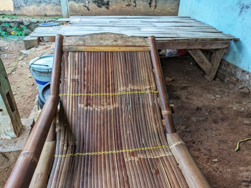 Traditional Relaxing Bench Made of Bamboo Stock Photo - Image of simple ...