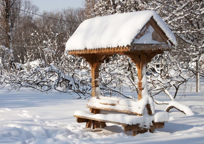 Traditional Resting Place in Snow - RAW Format Stock Image - Image of ...