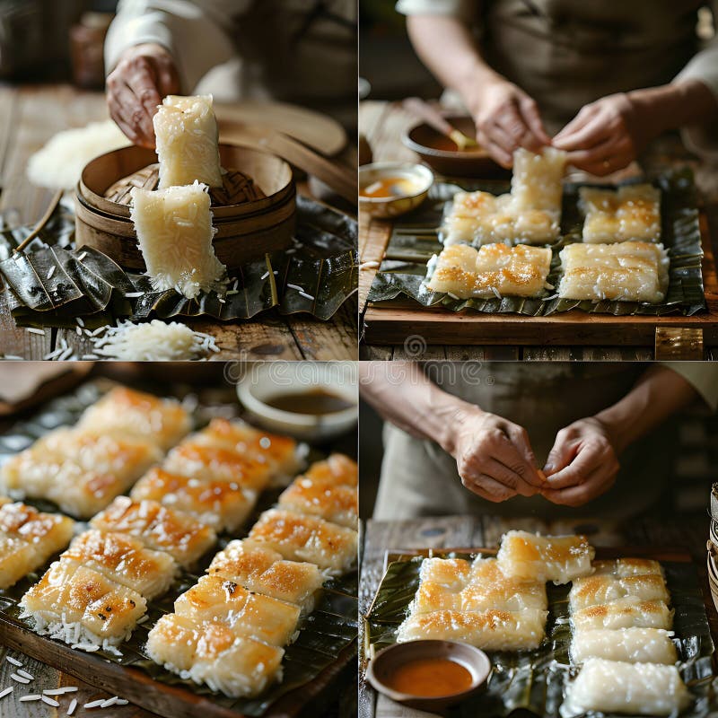 Traditional Rice Dumpling Making Process. Stock Illustration ...