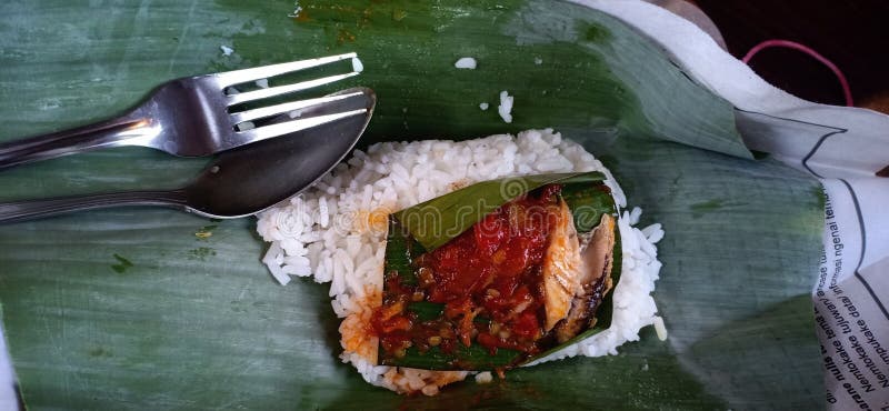 Traditional Rice with Milk Fish and Sambal Stock Photo - Image of ...