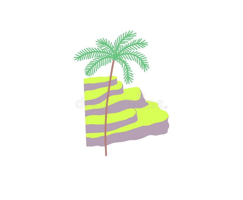 Traditional Rice Terraces in Bali, Flat Style Vector Illustration Stock ...