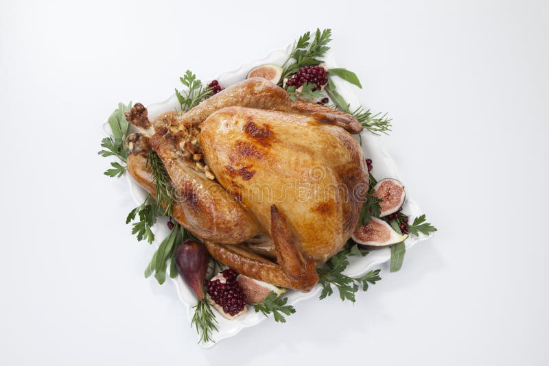 Traditional Roasted Turkey on White Stock Image - Image of roast, food ...