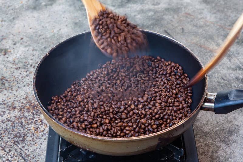 Traditional Roasting Coffee at Home, Freshly Roasted Coffee Beans Stock ...