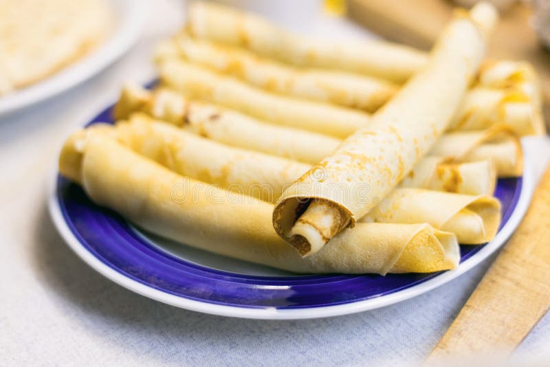 Traditional Rolled Pancakes Stock Image - Image of focus, dinner: 108537063