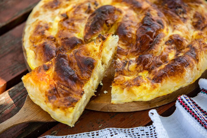Traditional Romanian Baked House Pie with Cheese. Stock Photo - Image ...