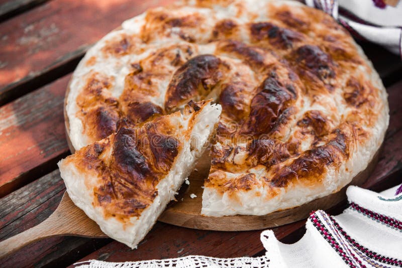 Traditional Romanian Baked House Pie with Cheese. Stock Photo - Image ...