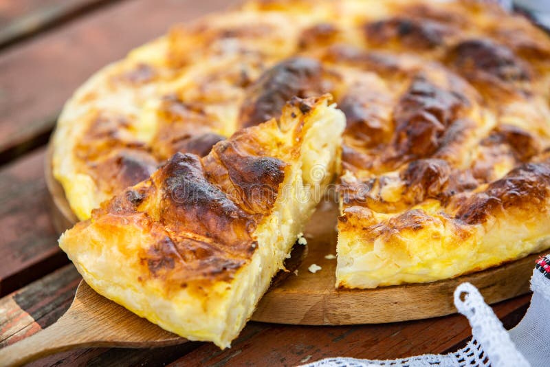 Traditional Romanian Baked House Pie with Cheese. Stock Photo - Image ...