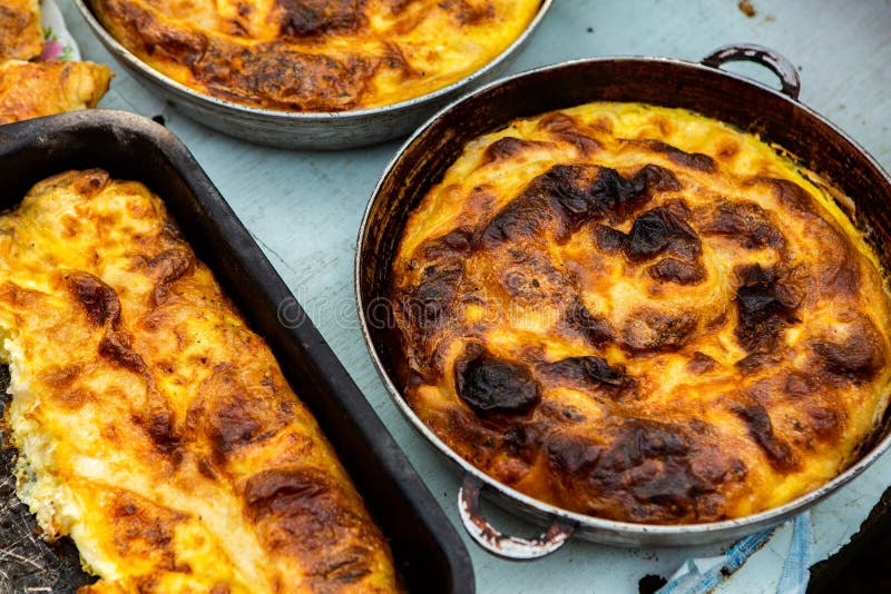 Traditional Romanian Baked House Pie with Cheese. Stock Photo - Image ...
