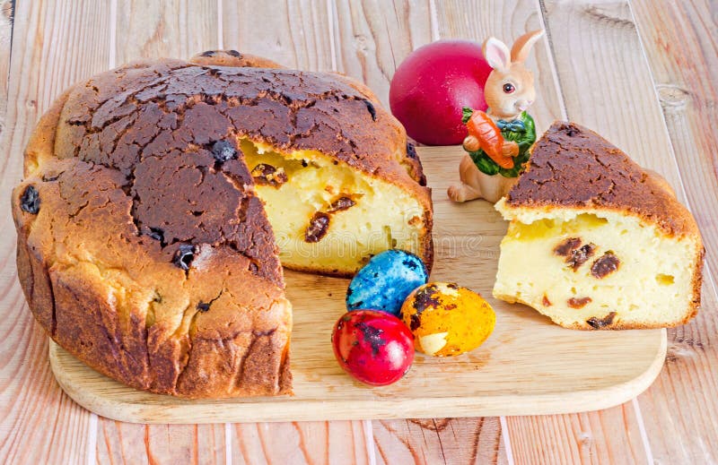 Traditional Romanian Cake Called Pasca with Colored Easter Eggs, Bunny ...